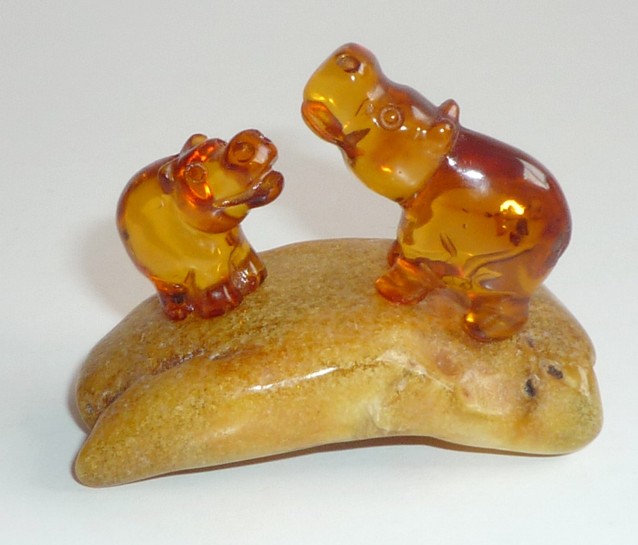 Bernstein Tier Figur, Nilpferd, Hippo.